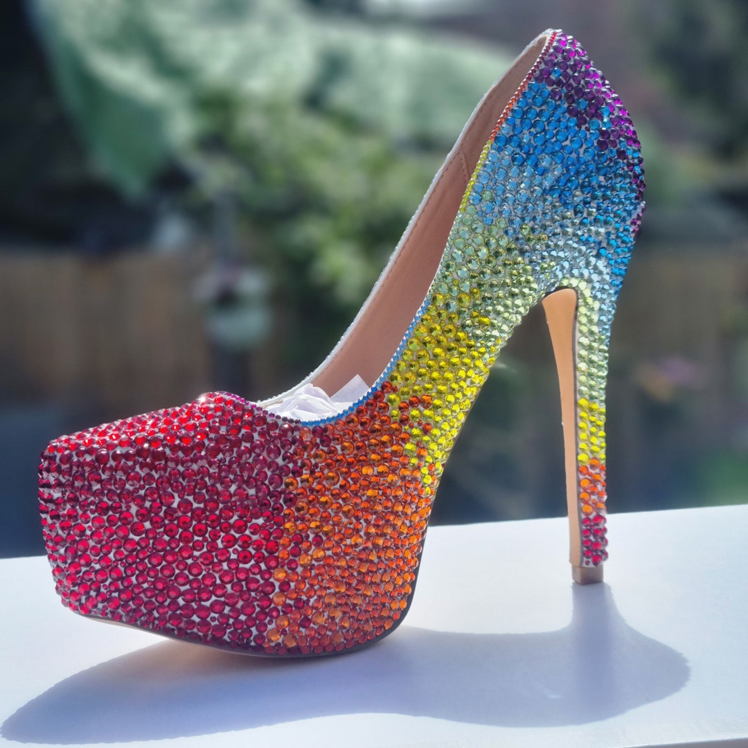 Rainbow High Heels//rainbow Shoes//bold High Heels//pride Shoes ...