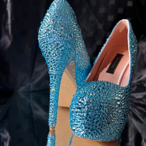 Blue Crystal Rhinestone High Heels, Special Occasion Shoes - Etsy