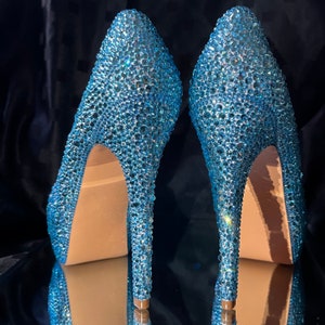 Blue Crystal Rhinestone High Heels, Special Occasion Shoes - Etsy