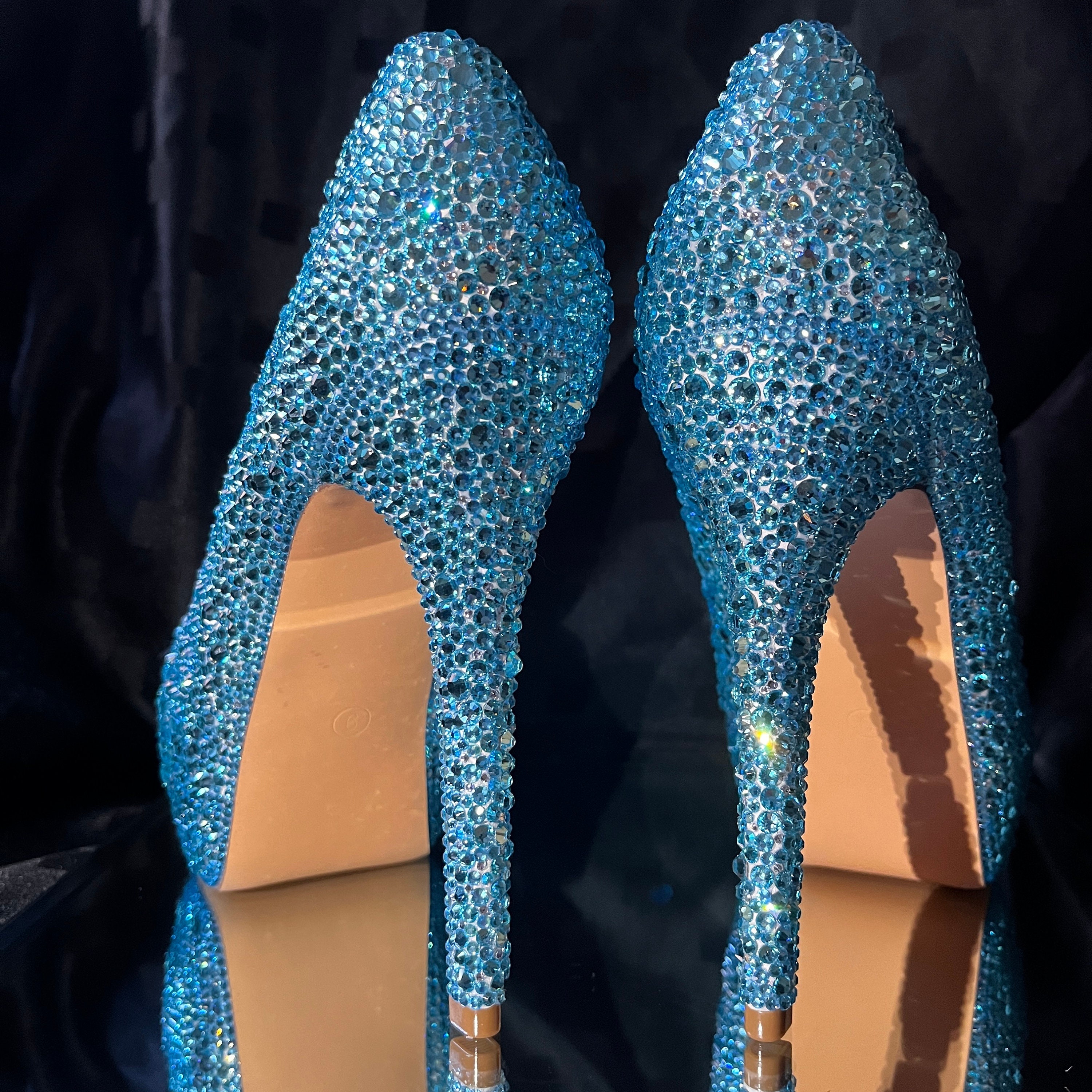 Blue Crystal Rhinestone High Heels, Special Occasion Shoes - Etsy