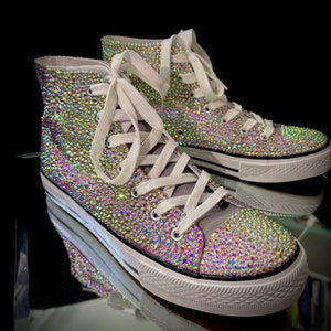 Crystallised Silver Hi-tops//crystallised Flat Shoes//silver Sneakers ...