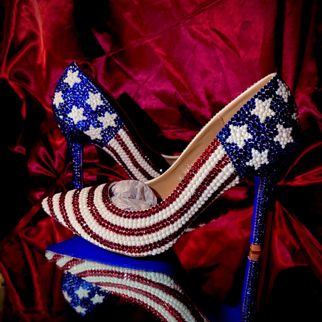 Patriotic Heels//american Flag Shoes//stars and Stripes Heels ...