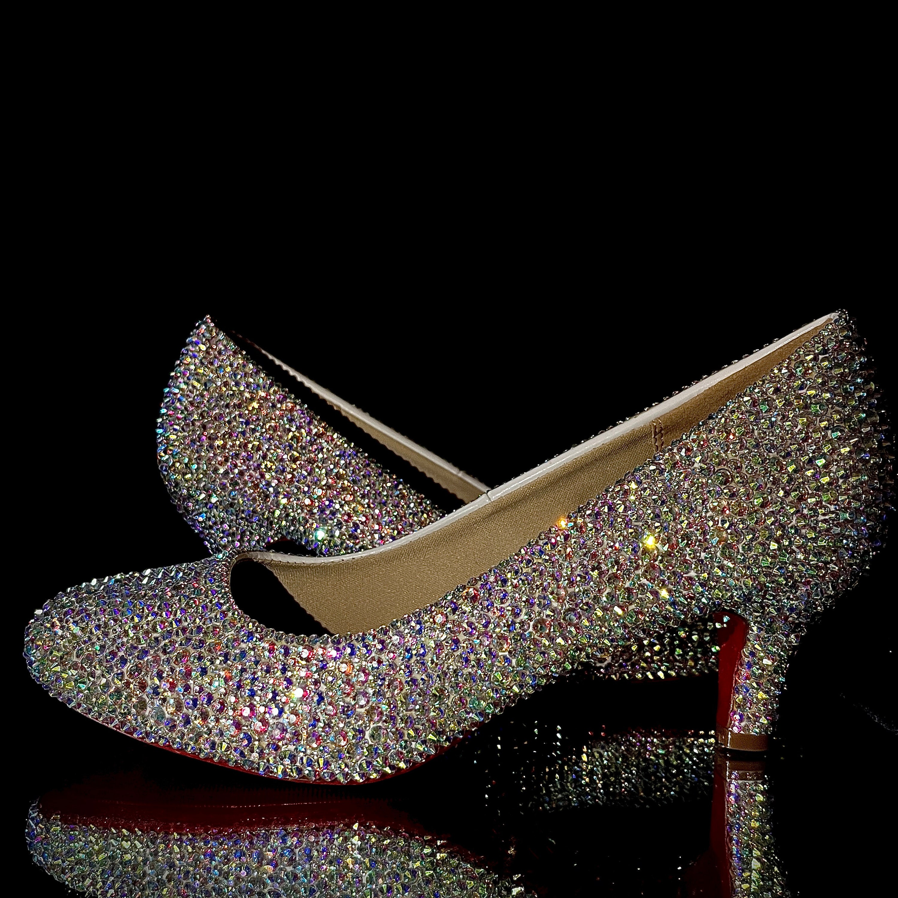 Silver Crystallised Shoes//crystallised Shoes//wedding Shoes//low Heel ...