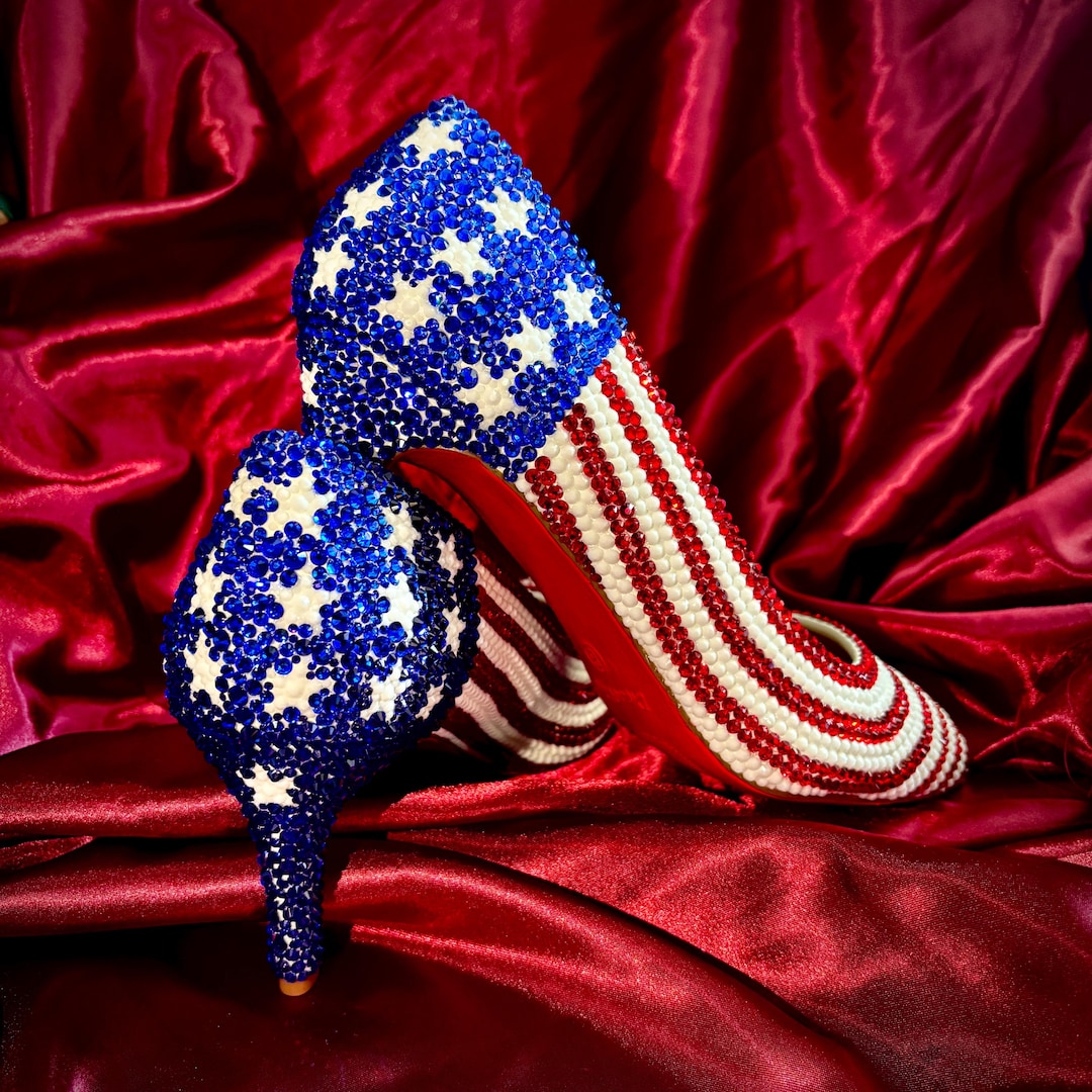 Patriotic Heels//american Flag Shoes//stars and Stripes Heels ...