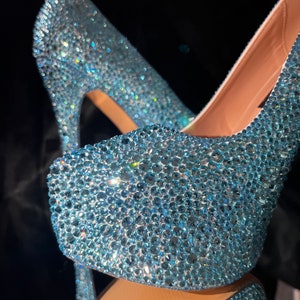 Blue Crystal Rhinestone High Heels, Special Occasion Shoes - Etsy
