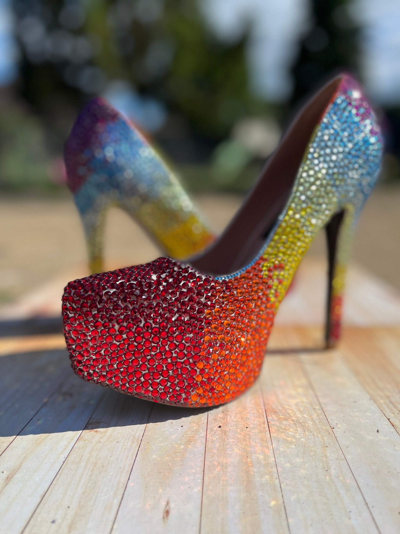 Rainbow High Heels//rainbow Shoes//bold High Heels//pride Shoes ...
