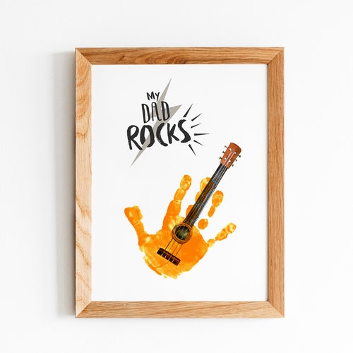 Handprint Art Craft / Our Dad Rocks Guitar / Father's Day - Etsy
