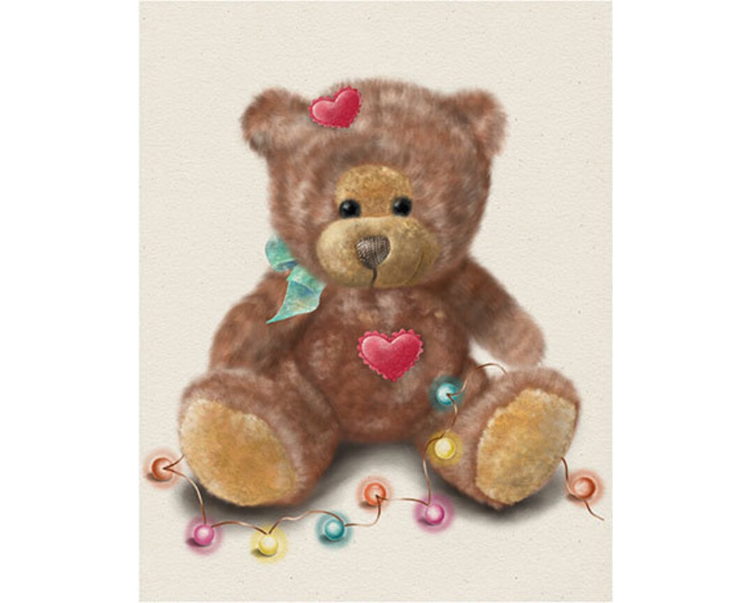 Teddy Bear Art Print Childs Nursery Teddy Printable Teddy Wall Art ...