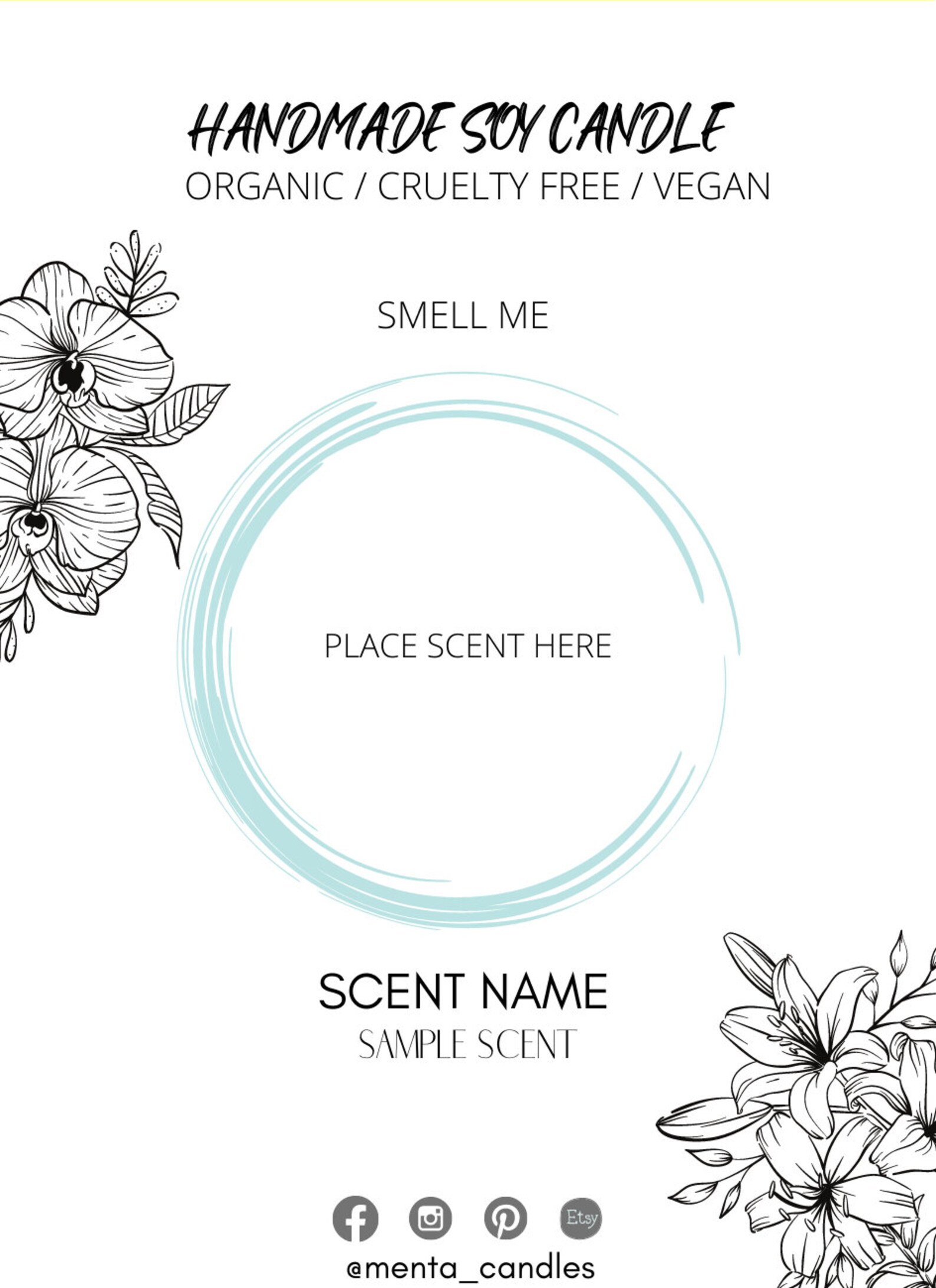 DIGITAL DOWNLOAD Smell Me Candle Sample Card Printable - Etsy