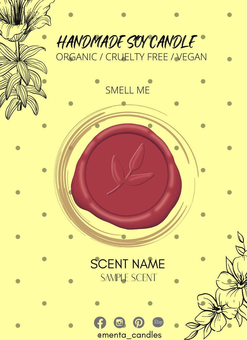 DIGITAL DOWNLOAD Smell Me Candle Sample Card Printable - Etsy