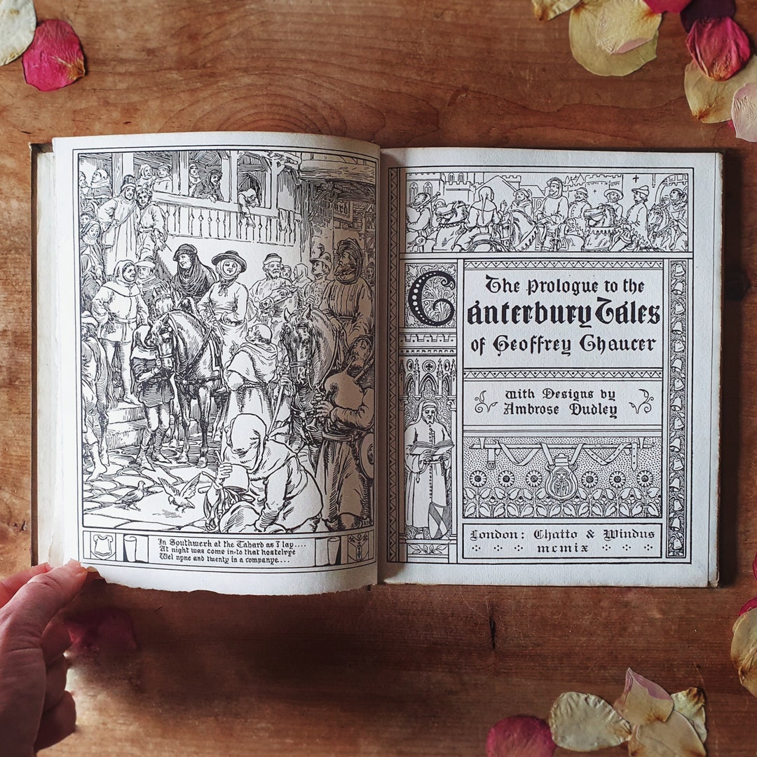Scarce Antique Book Prologue to Chaucer's Canterbury Tales. Illuminated ...