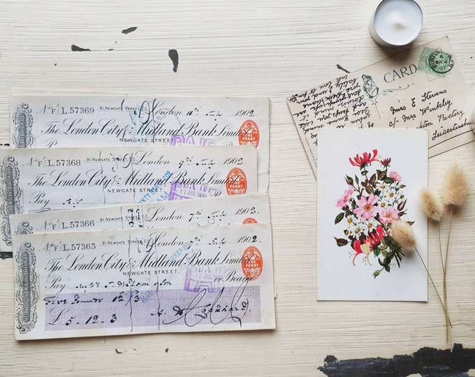 Gorgeous Pack of 5 Early 1900s Cheques - Edwardian! Helpful Props for ...