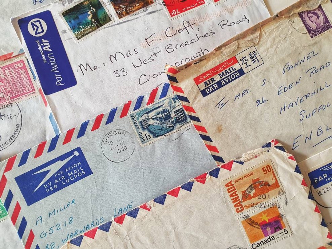 Vintage Air Mail Envelopes With Stamps. Par Avion! Supplies for ...