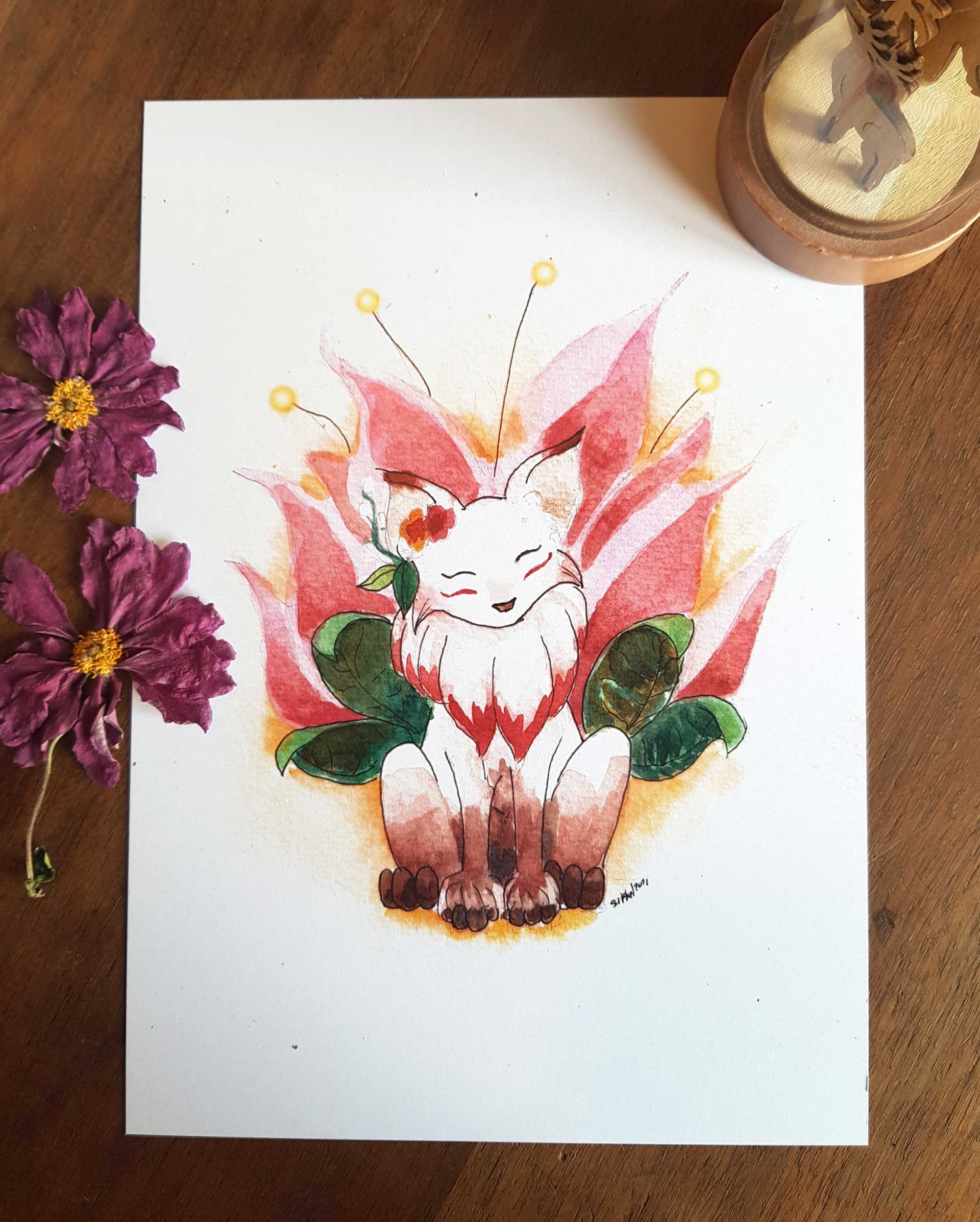Print Illustration Kitsune Spring Digital Art & Collectibles etna.com.pe