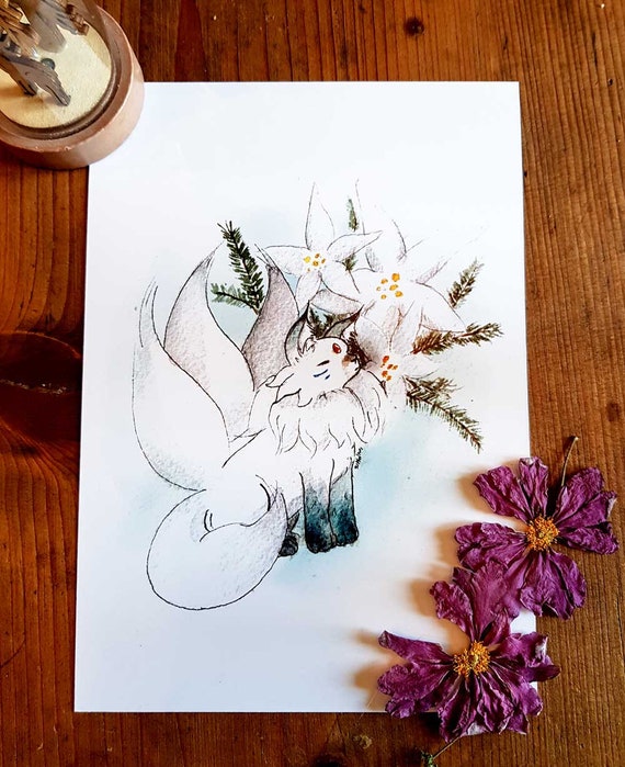 Print Illustration Kitsune Spring Digital Art & Collectibles etna.com.pe
