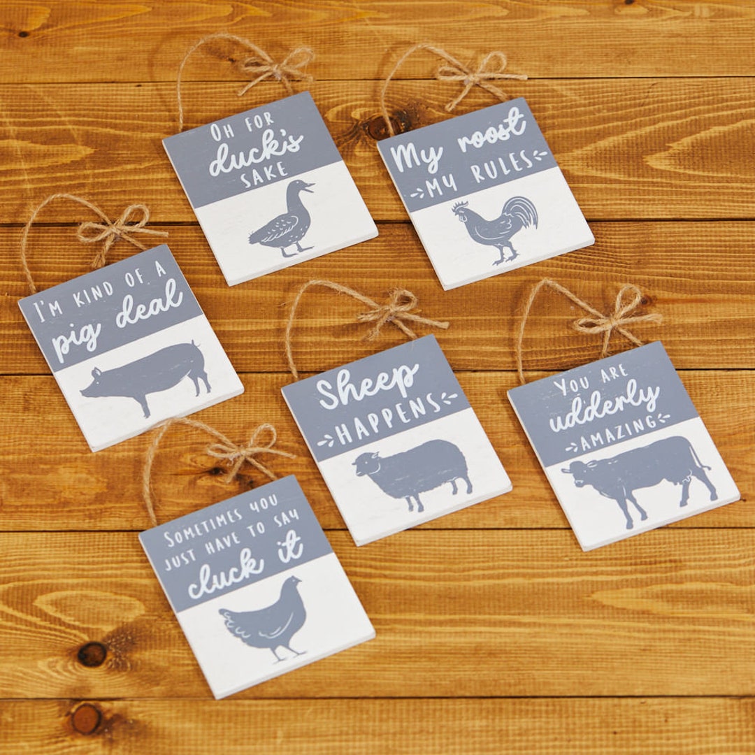 Farm Animal Wooden Signs, Cluck It, Sheep Happens, Udderly, Rooster ...