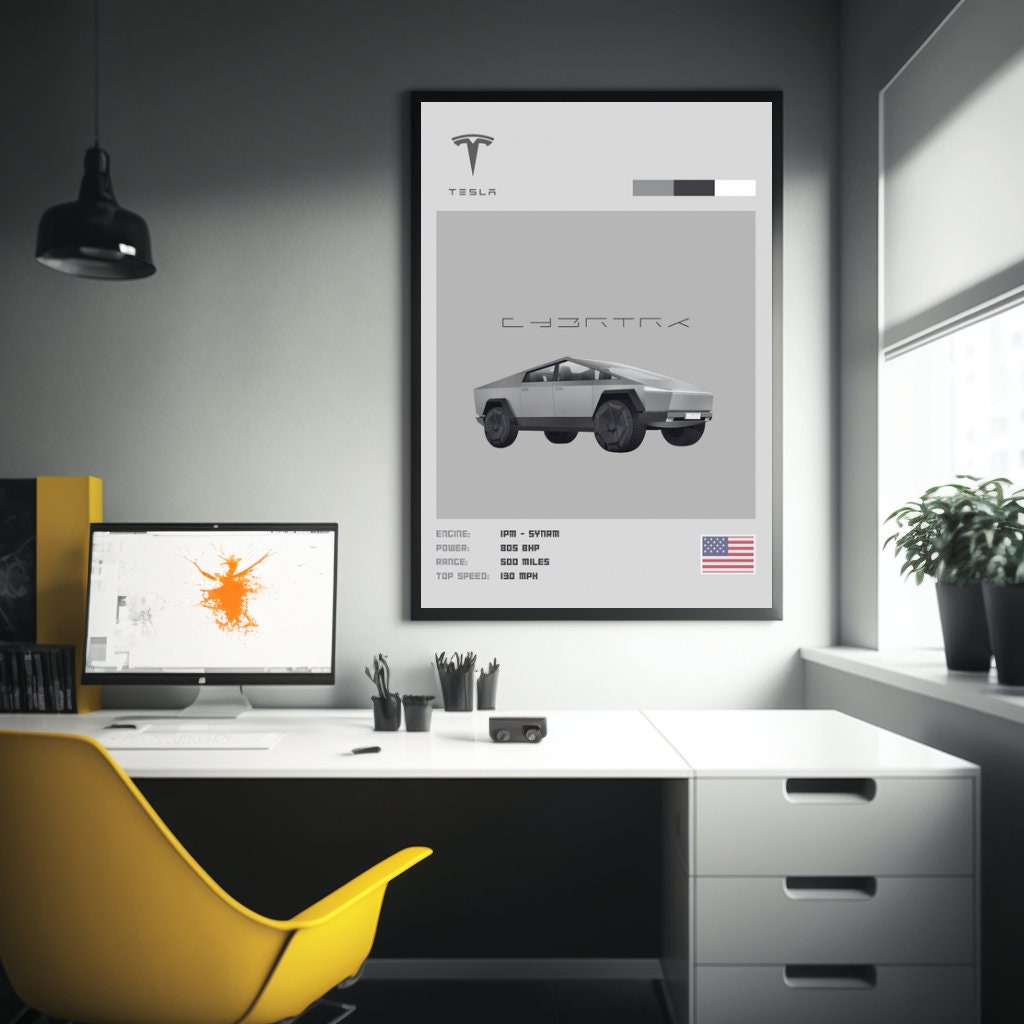 Tesla Cyber Truck Poster Tesla Wall Hanging Cybertruck Poster Tesla ...