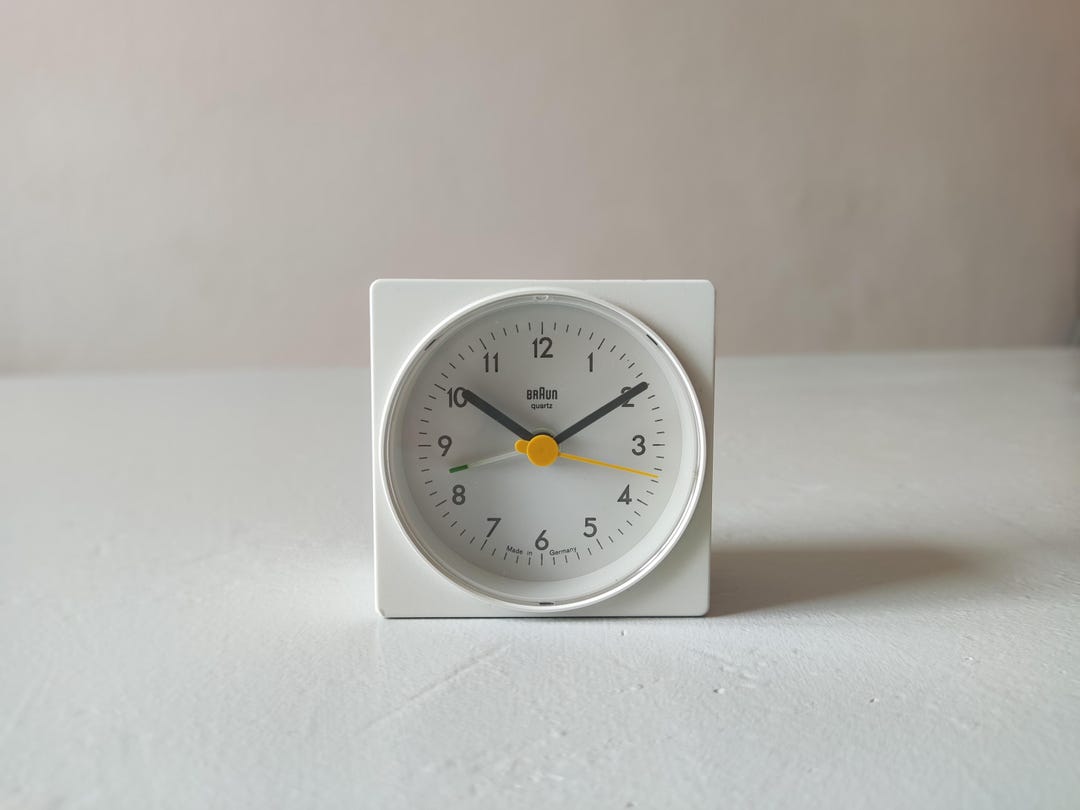 Vintage Braun Alarm Clock 4746 AB 1: White Dietrich Lubs Bauhaus Design ...
