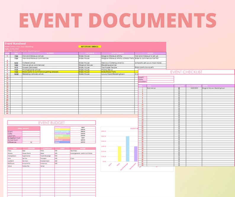 Event Planning Templates - Budget, Runsheet, Checklist - Etsy