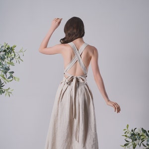 Crossed Back Linen Dress MISA, Summer Dress, Women Linen Clothing ...