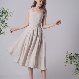 Crossed Back Linen Dress MISA, Summer Dress, Women Linen Clothing ...