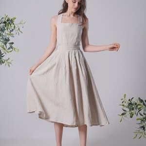 Crossed Back Linen Dress MISA, Summer Dress, Women Linen Clothing ...