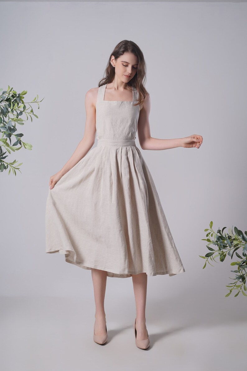 Crossed Back Linen Dress MISA Summer Dress Women Linen - Etsy