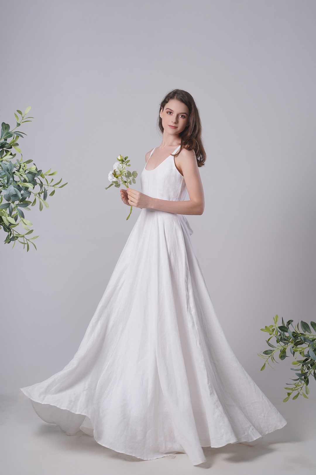 Linen Wedding Dress ANGEL, Slip Wedding Dress, White Linen Dress ...