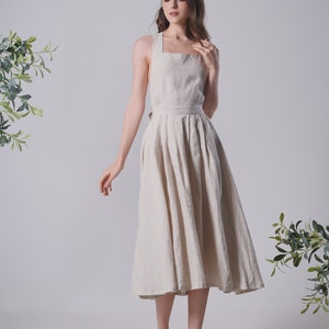 Crossed Back Linen Dress MISA, Summer Dress, Women Linen Clothing ...