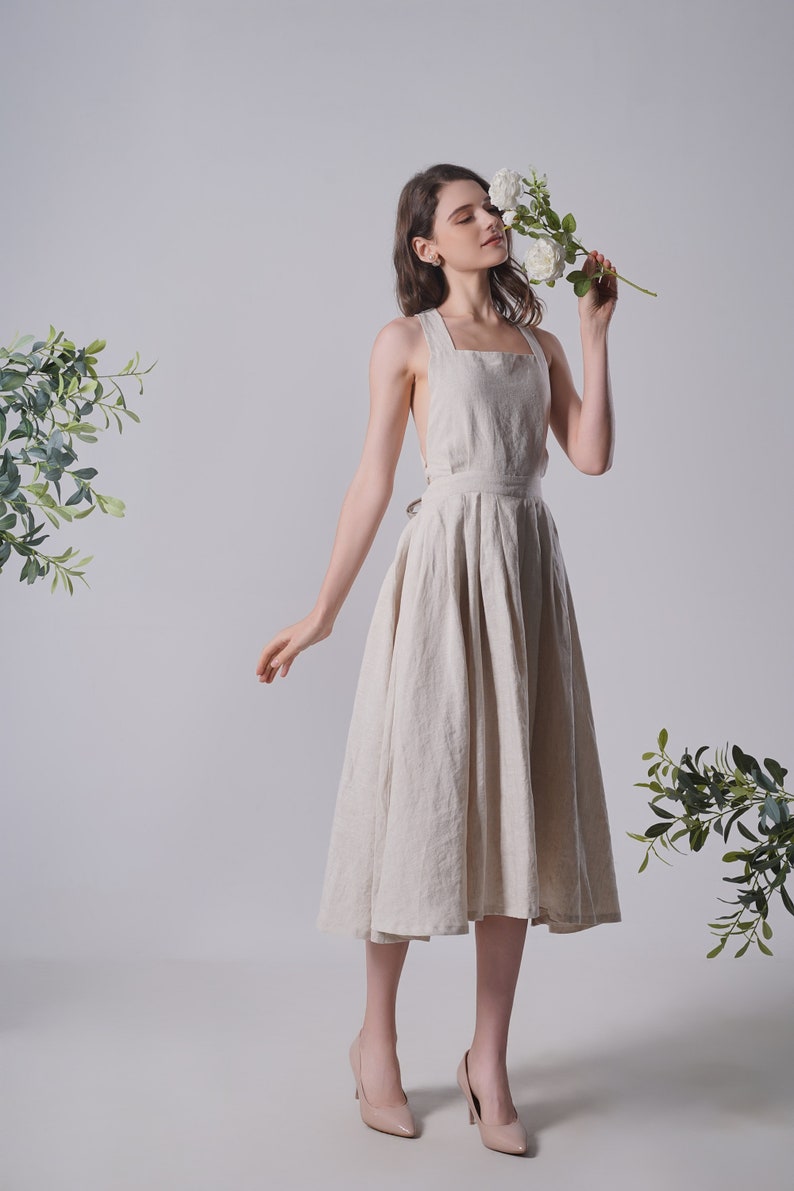 Crossed Back Linen Dress MISA Summer Dress Women Linen - Etsy