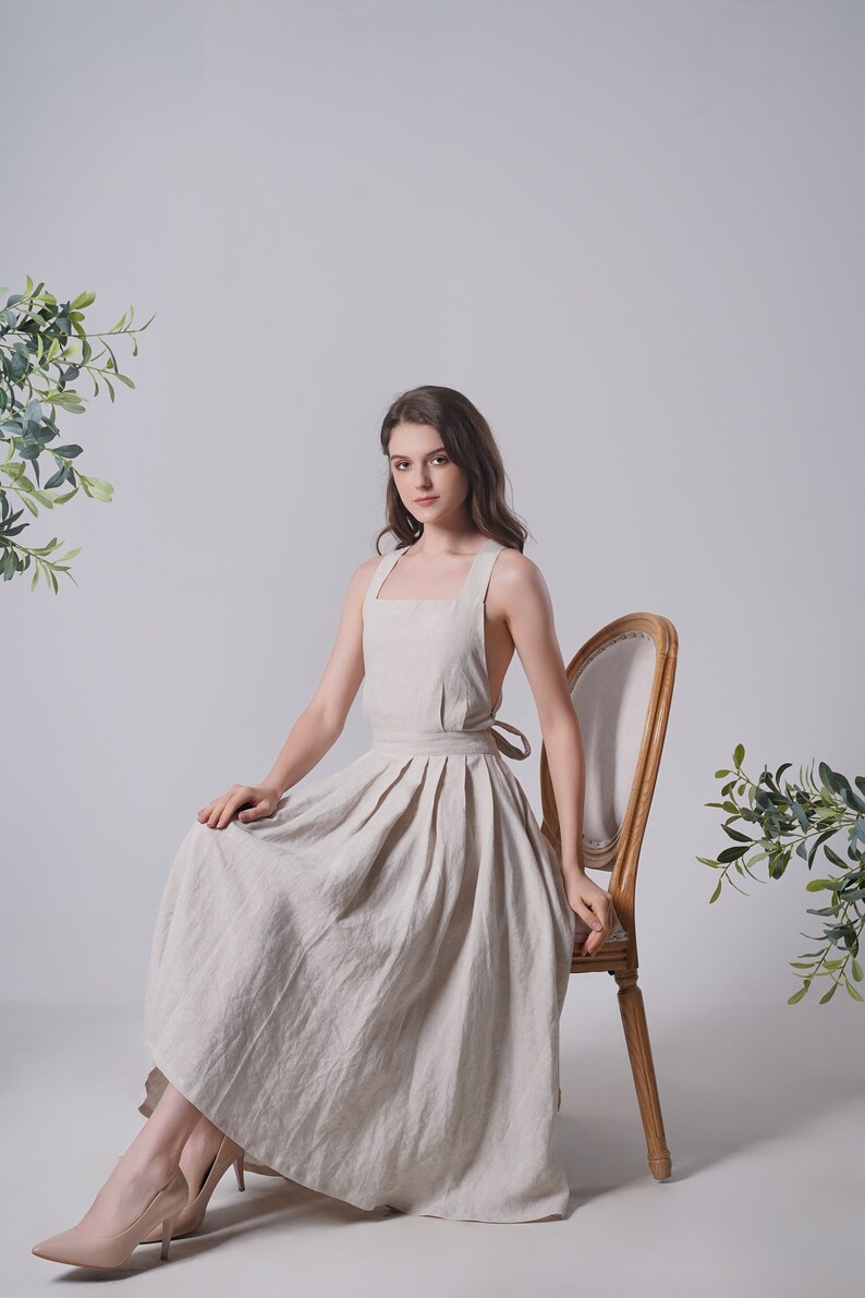 Crossed Back Linen Dress MISA Summer Dress Women Linen - Etsy