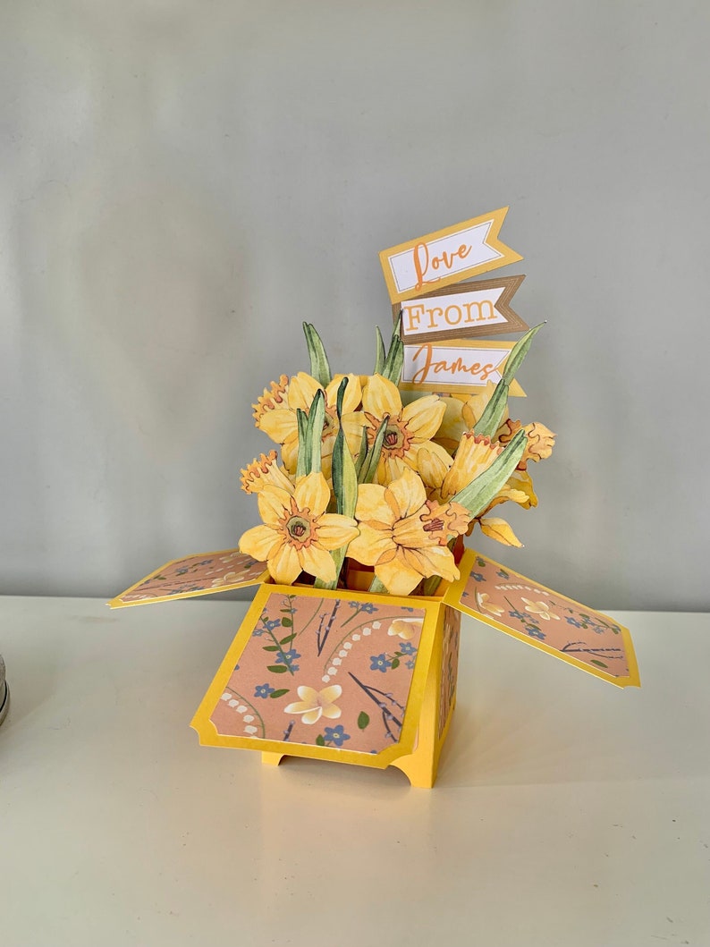 Beautiful Daffodil Pop up Box Card for Any Occasion | Etsy