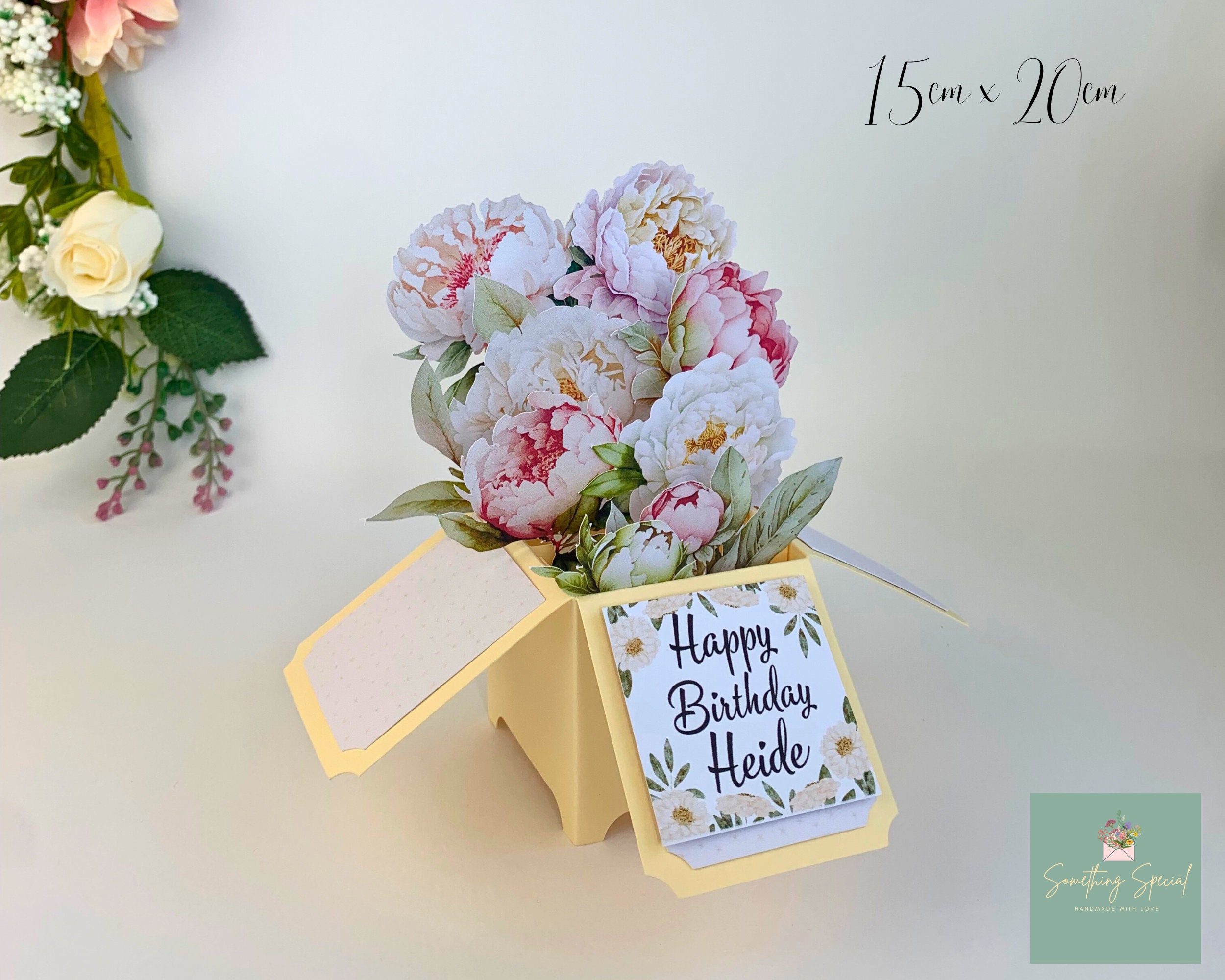 Handmade 3D Pop-up Peony Card: Elegant Floral Greeting - Etsy