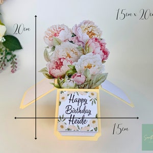 3D Pop up Handmade Custom Peony Peonies Card for Any Special Occasion ...