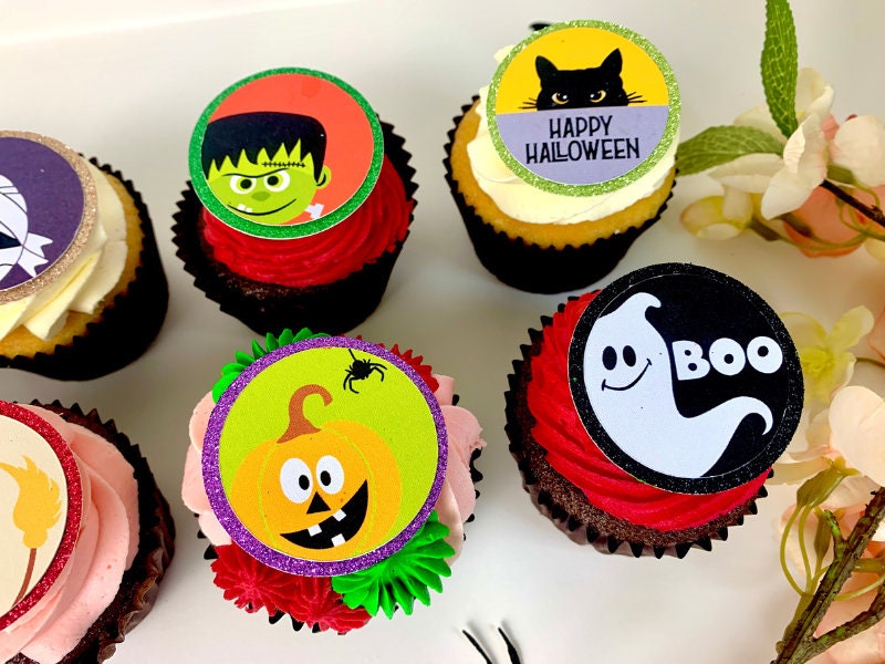 Halloween Cupcake Toppers Kids Party Halloween Trick or Treat - Etsy