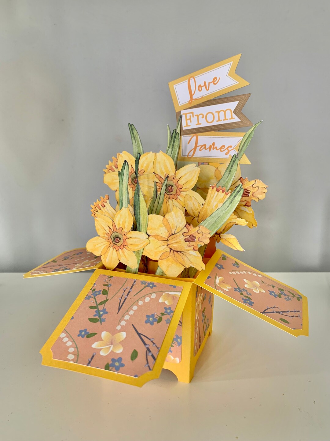 Beautiful Daffodil Pop up Box Card for Any Occasion - Etsy