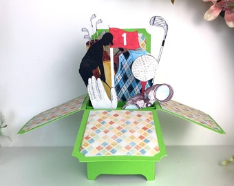 Fathers Day Golf Pop up Card 3D SVG - Etsy