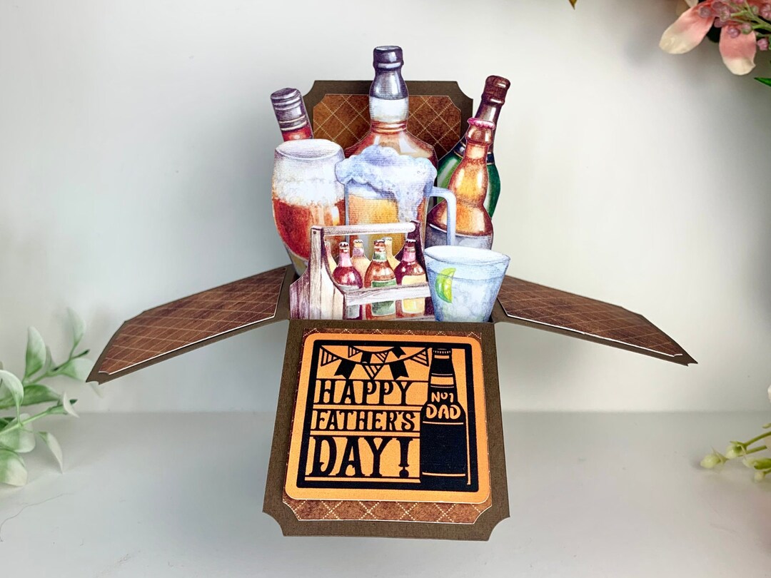 Happy Father's Day Beer Alcohol Spirit Card 3D Pop up Box Card - Etsy