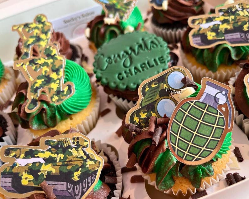 Camo Cupcake Toppers: Military Army Party Decorations - Etsy