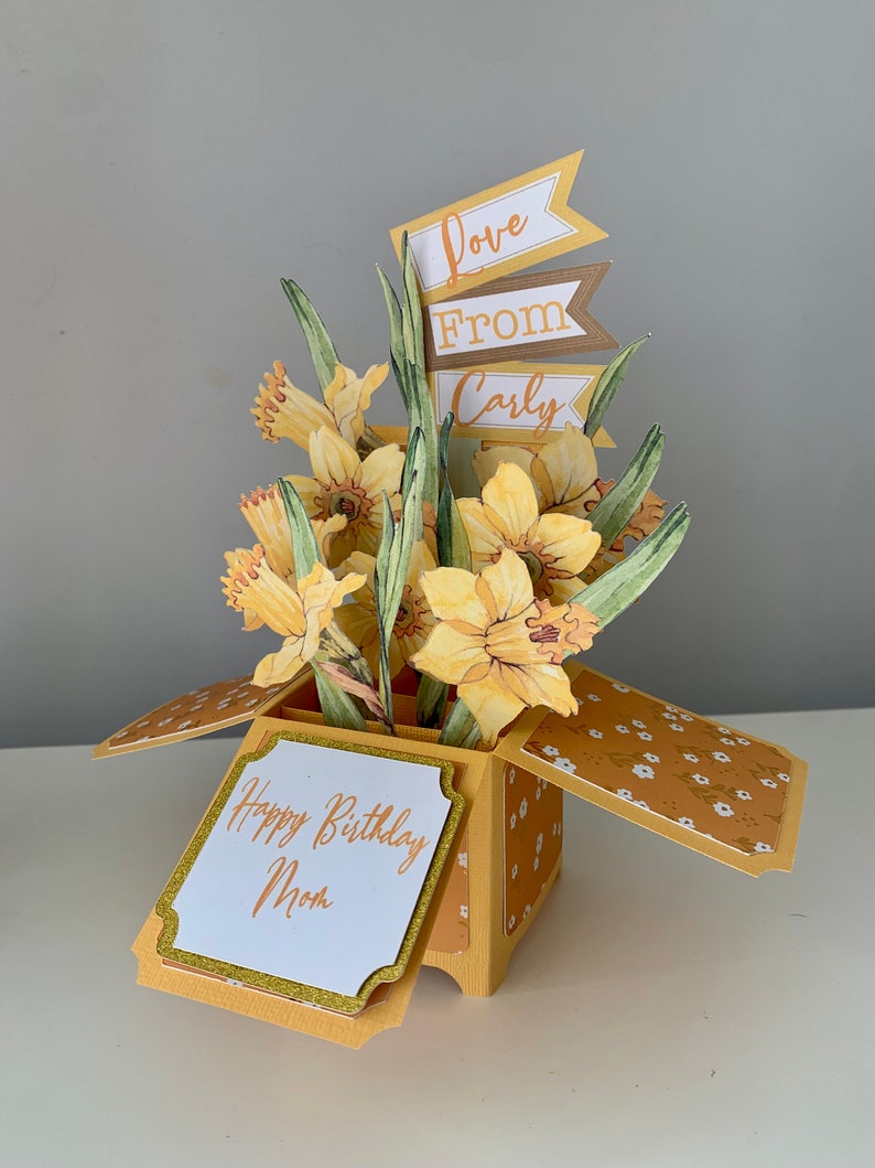 Beautiful Daffodil Pop up Box Card for Any Occasion | Etsy