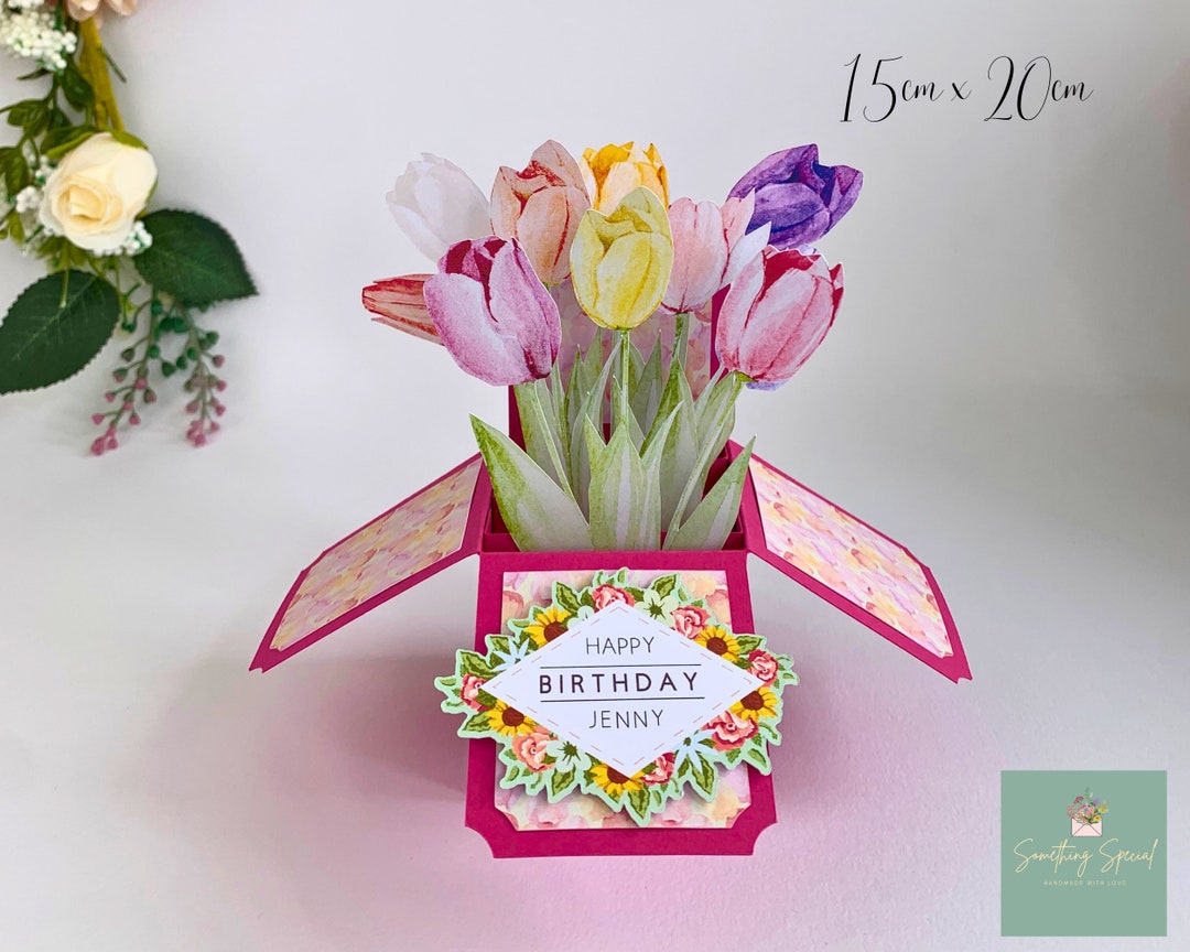 Tulip Mothers Day/ Birthday Card 3D Pop up Handmade Custom Tulip Card ...
