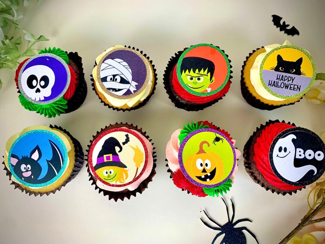 Halloween Cupcake Toppers Kids Party Halloween Trick or Treat - Etsy