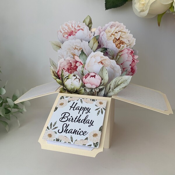 3d Peony Card - Etsy