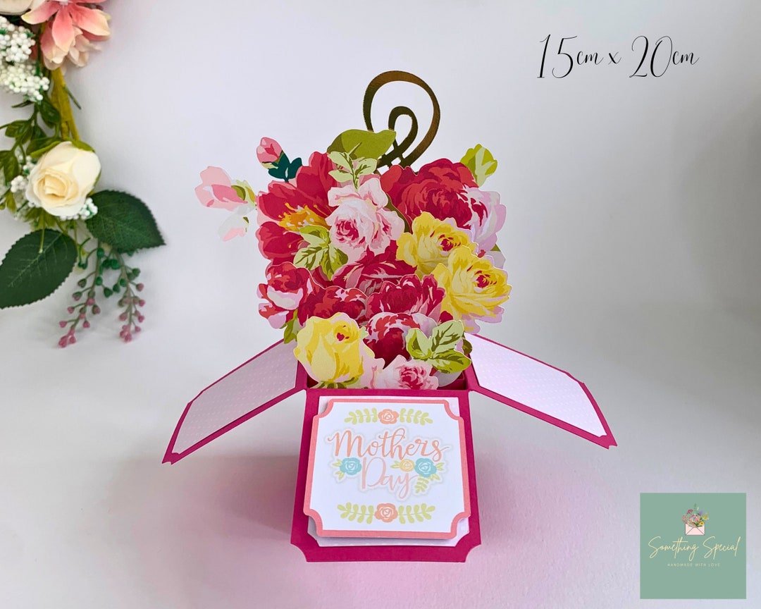Handcrafted 3D Box Card With Pink Roses and Elegant Florals ...