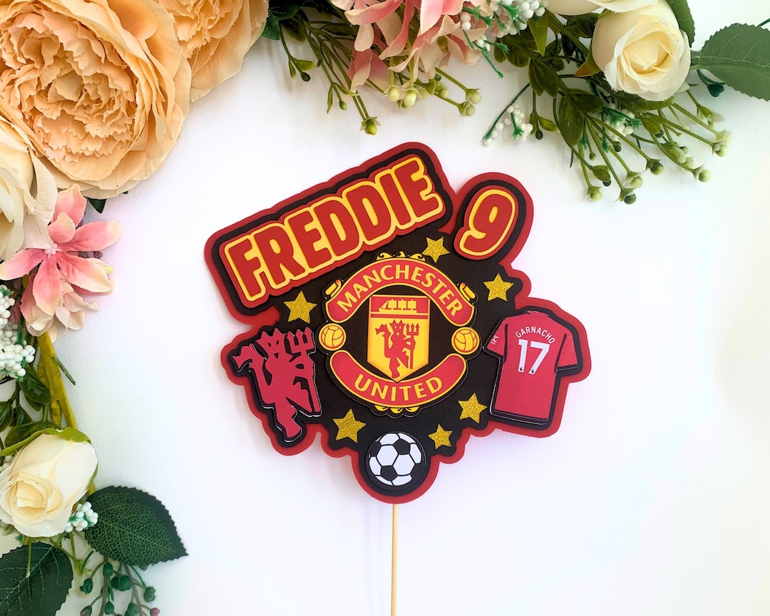 Custom Manchester United Cake Topper Man Utd Personalised Birthday ...