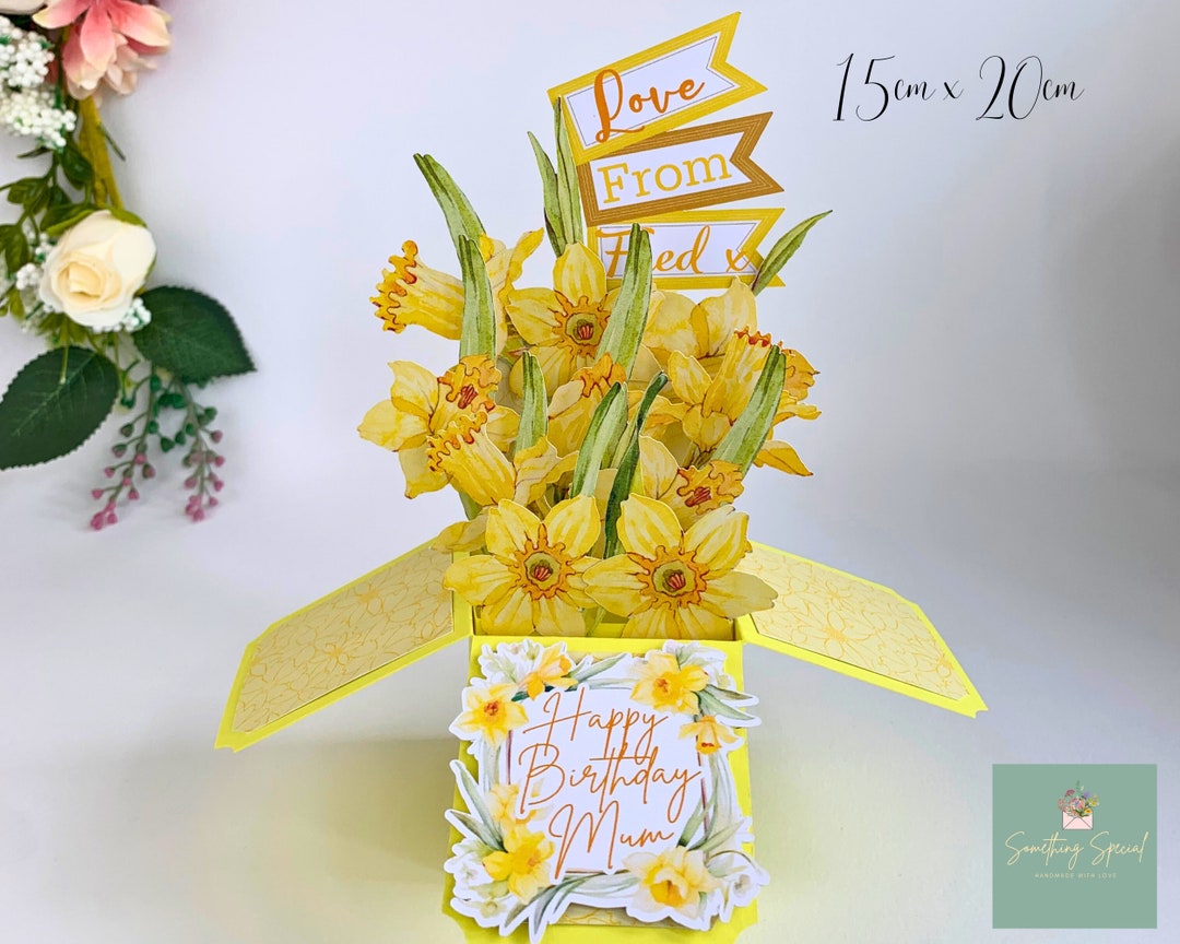 Beautiful Daffodil Pop up Box Card for Any Occasion Birthday 3D - Etsy