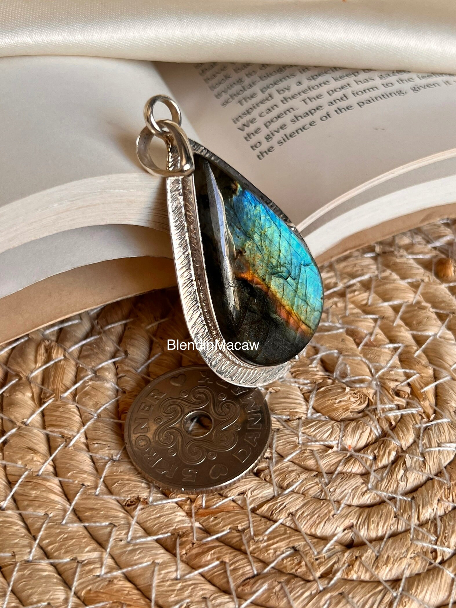 Natural Blue and Purple Spectrolite Labradorite Pendant, Flashy ...