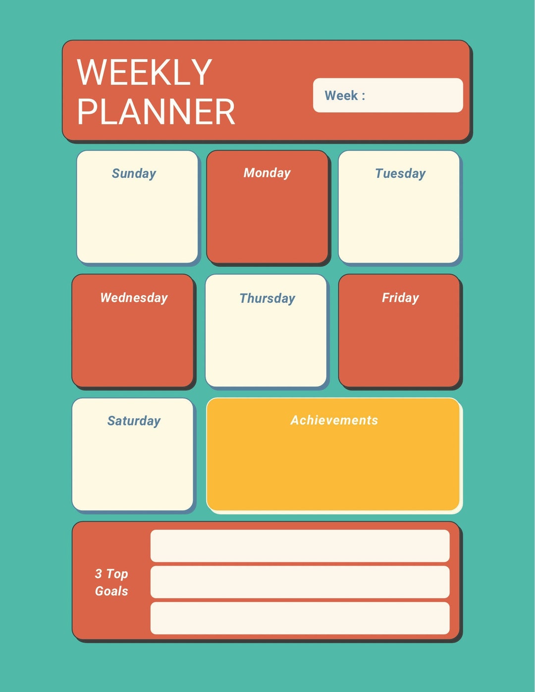 Bright Coloured Digital Weekly Planner for Goodnotes L PDF Instant ...