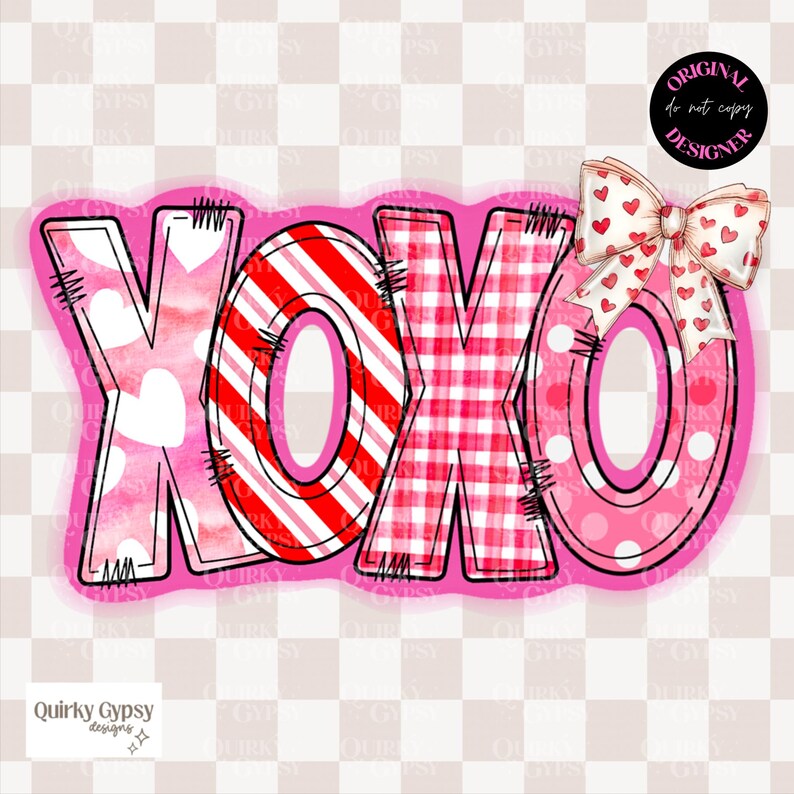 XOXO Valentine Bow Red Pink PNG Digital Download - Etsy