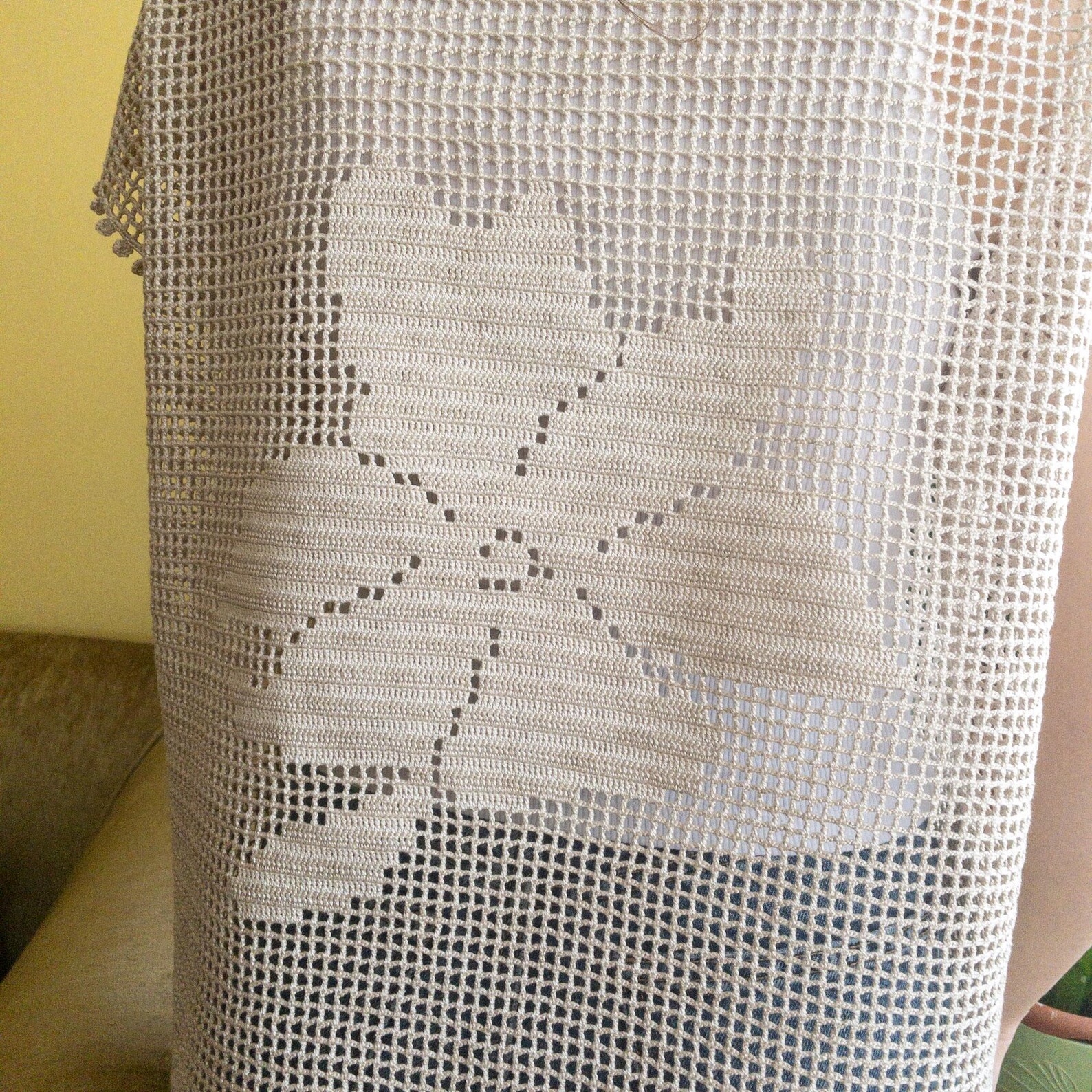 Filet Crochet Beige Sweater READY to SHIP for Birthday and Christmas ...